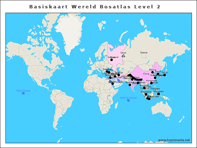 Topografie Basiskaart Wereld Bosatlas Level 2 | www.topomania.net