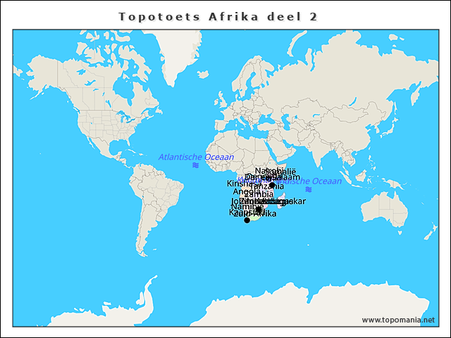 Topografie Topotoets Afrika deel 2 | www.topomania.net