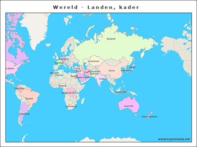 Topografie Wereld - Landen, kader | www.topomania.net