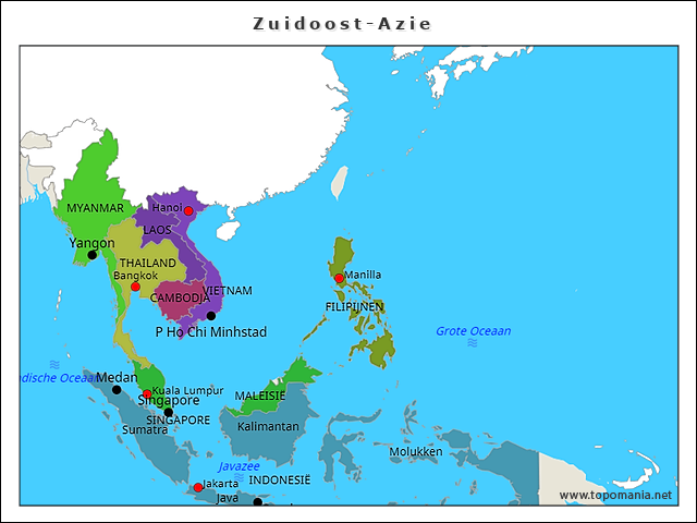 Topografie Zuidoost-Azie | www.topomania.net