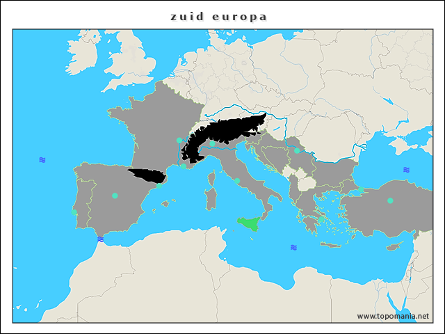 Topografie zuid europa | www.topomania.net