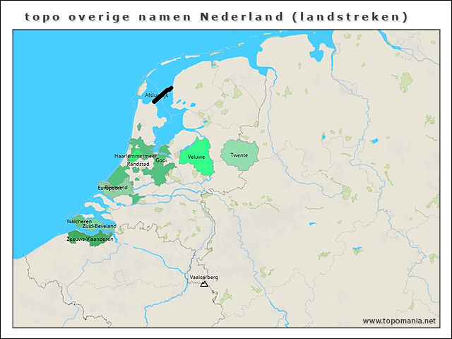 Topografie topo overige namen Nederland (landstreken) | www.topomania.net