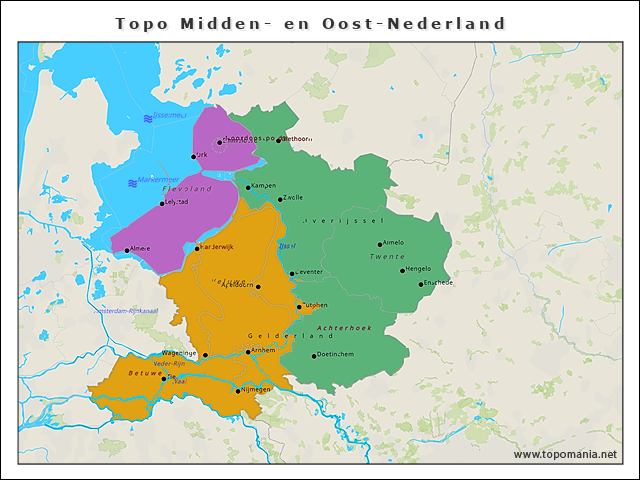 Topografie Topo Midden- en Oost-Nederland | www.topomania.net