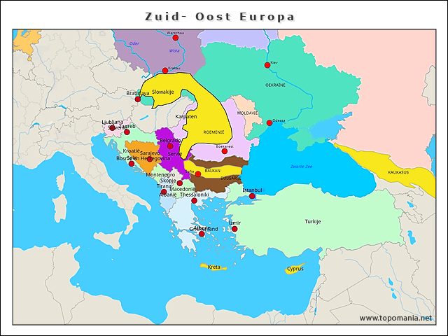 Topografie Zuid- Oost Europa | www.topomania.net