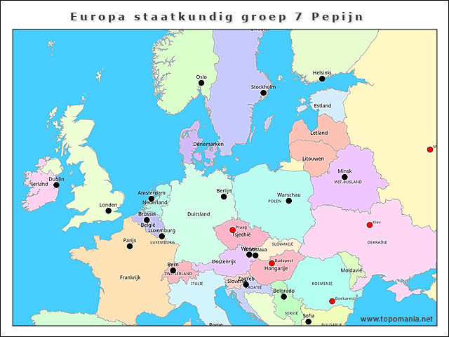 Topografie Europa staatkundig groep 7 Pepijn | www.topomania.net