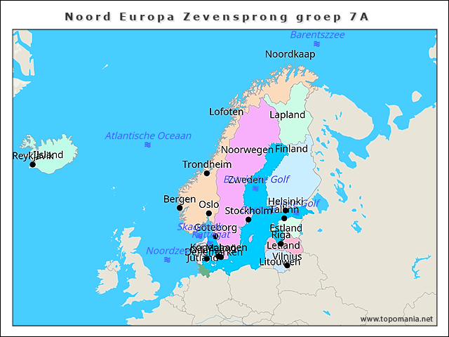 Topografie Noord Europa Zevensprong groep 7A | www.topomania.net