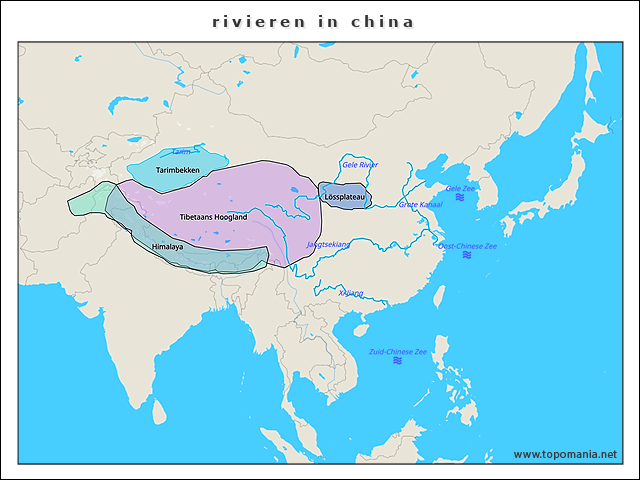 Topografie rivieren in china | www.topomania.net