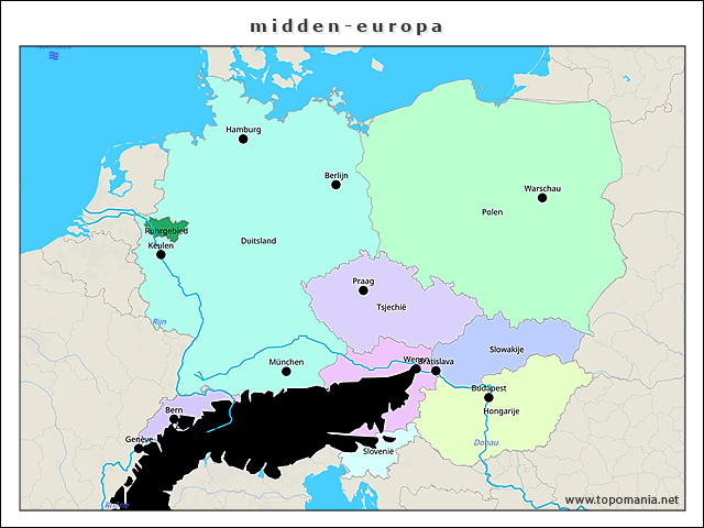 Topografie midden-europa | www.topomania.net