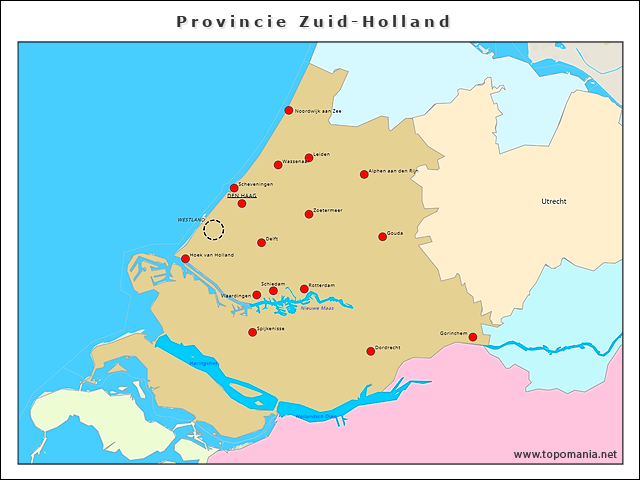 Topografie Provincie Zuid-Holland | www.topomania.net