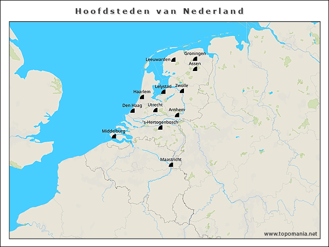 Topografie Hoofdsteden van Nederland | www.topomania.net