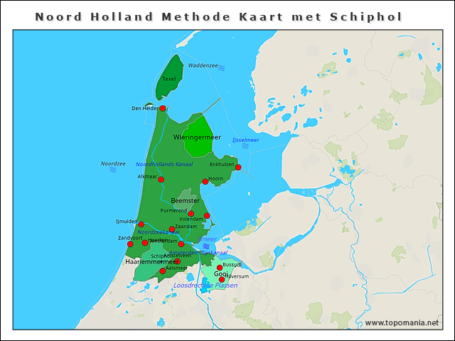 Topografie Noord Holland Methode Kaart met Schiphol | www.topomania.net