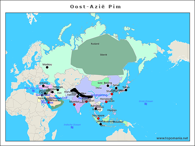 Topografie Oost-Azië Pim | www.topomania.net
