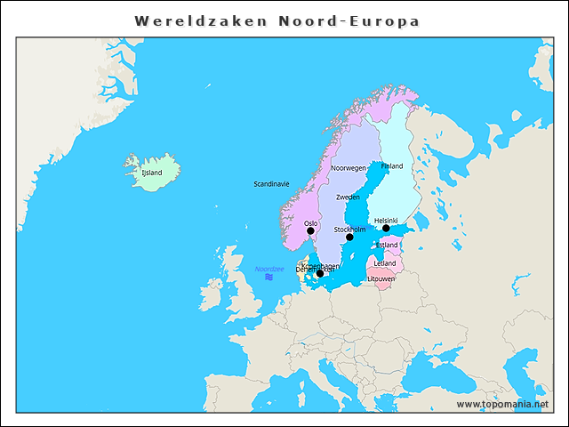 Topografie Wereldzaken Noord-Europa | www.topomania.net