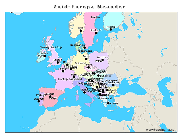 Topografie Zuid-Europa Meander | www.topomania.net