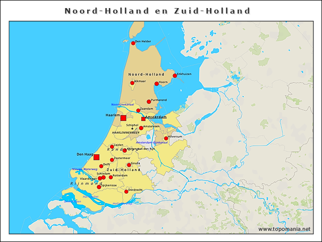 Topografie Noord-Holland en Zuid-Holland | www.topomania.net
