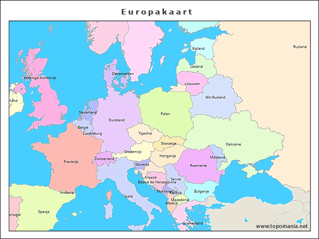 Geography Kaart van Europa | www.topomania.net