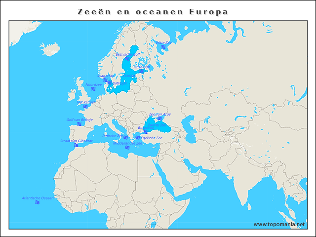 Topografie Zeeën en oceanen Europa | www.topomania.net