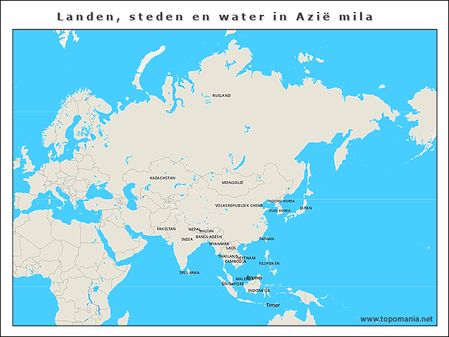 Topografie Landen, steden en water in Azië mila | www.topomania.net