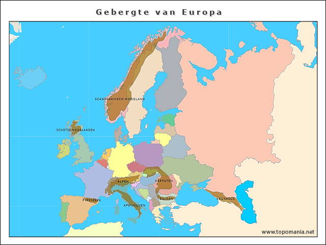 Kaart Van Europa Oergebergte Geography Gebergte En Rivieren Van Europa