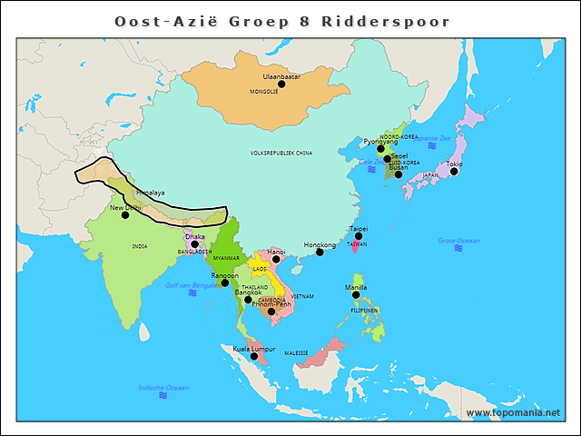 Topografie Oost-Azië Groep 8 Ridderspoor | www.topomania.net