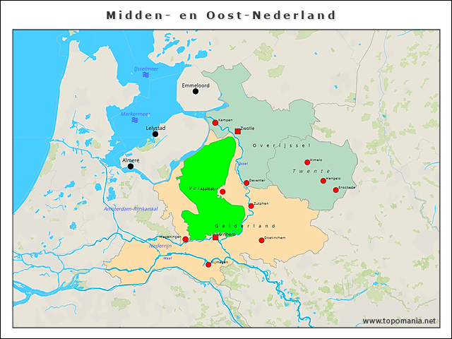 Topografie Midden- en Oost-Nederland | www.topomania.net