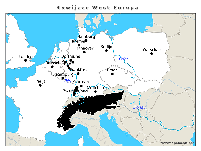 Topografie 4xwijzer West Europa | www.topomania.net
