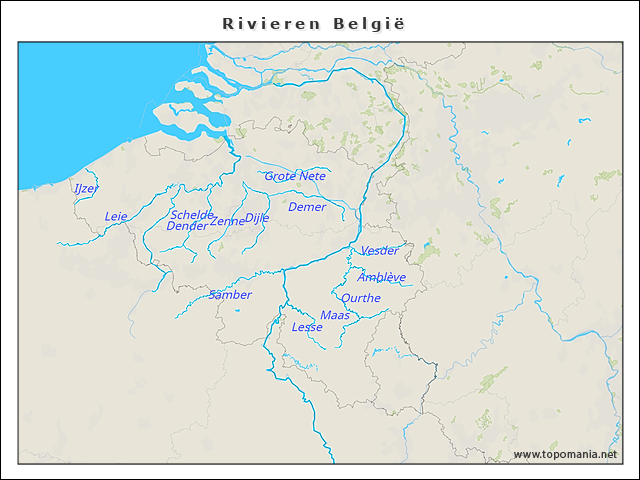 Topografie Rivieren België | www.topomania.net