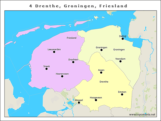 Geography 4 Drenthe, Groningen, Friesland | www.topomania.net