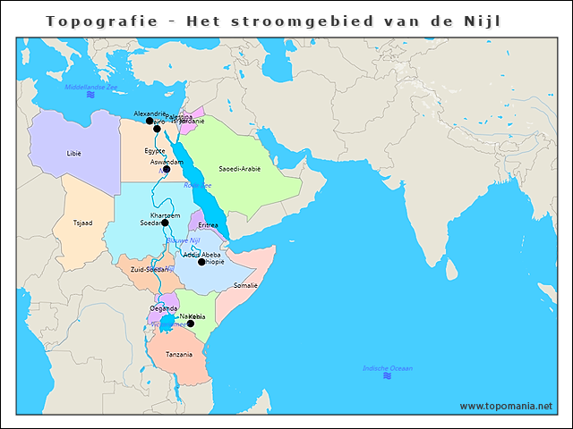 Topografie Topografie - Het stroomgebied van de Nijl | www.topomania.net