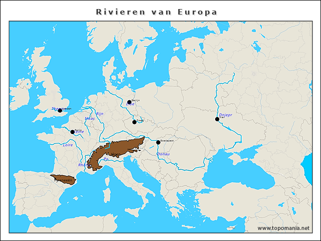 Topografie Rivieren van Europa | www.topomania.net