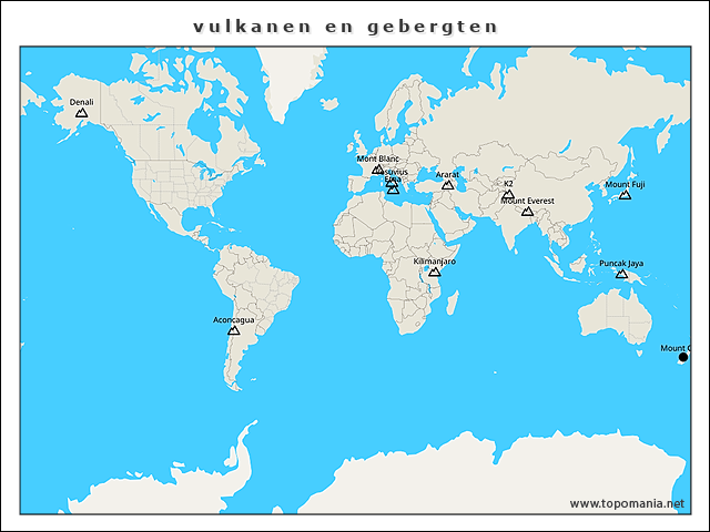 Topografie vulkanen en gebergten | www.topomania.net