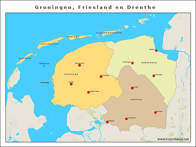 Topografie Groningen, Friesland en Drenthe | www.topomania.net