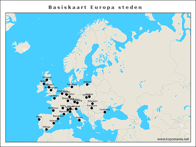 Topografie Basiskaart Europa steden | www.topomania.net