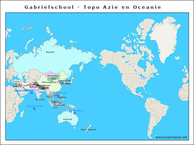 Topografie Gabrielschool - Topo Azie en Oceanie | www.topomania.net