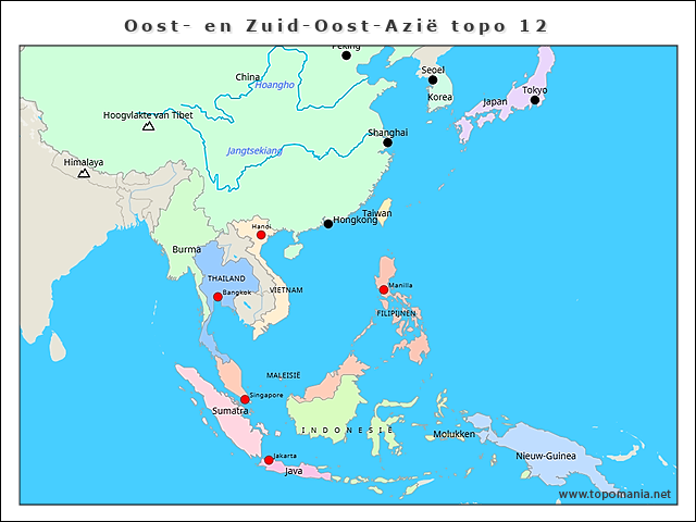 Topografie Oost- en Zuid-Oost-Azië topo 12 | www.topomania.net