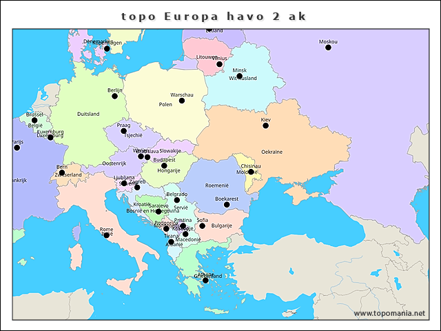Topografie topo Europa havo 2 ak | www.topomania.net
