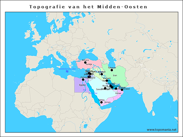 Topografie Topografie van het Midden-Oosten | www.topomania.net