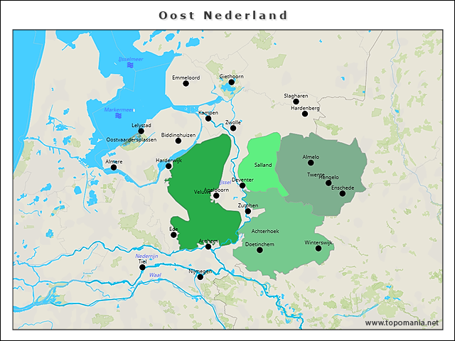 Topografie Oost Nederland | www.topomania.net