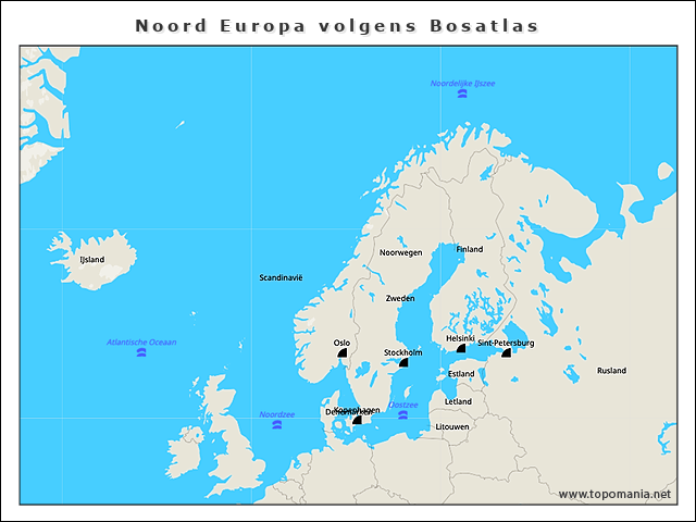 Topografie Noord Europa volgens Bosatlas | www.topomania.net
