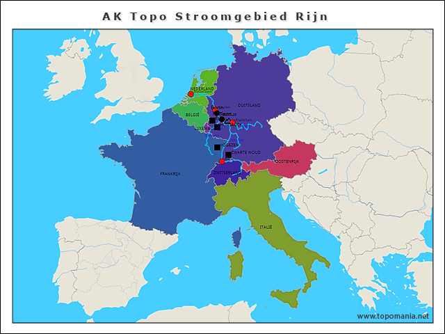 Topografie AK Topo Stroomgebied Rijn | www.topomania.net