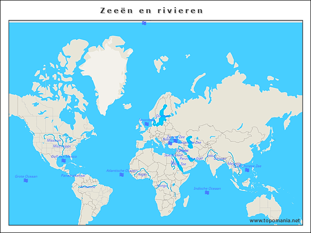 Topografie Zeeën en rivieren | www.topomania.net