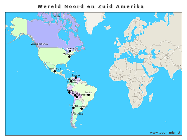 Topografie Wereld Noord en Zuid Amerika | www.topomania.net