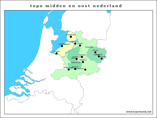 Topografie topo midden en oost nederland | www.topomania.net