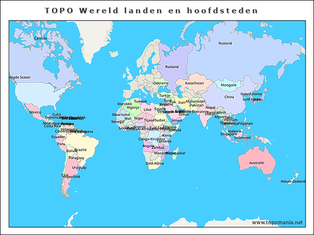 Topografie TOPO Wereld landen | www.topomania.net