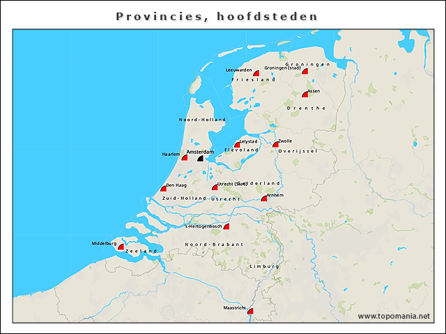Topografie Provincies, hoofdsteden | www.topomania.net