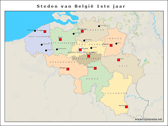 Topografie Steden van België 1ste jaar | www.topomania.net