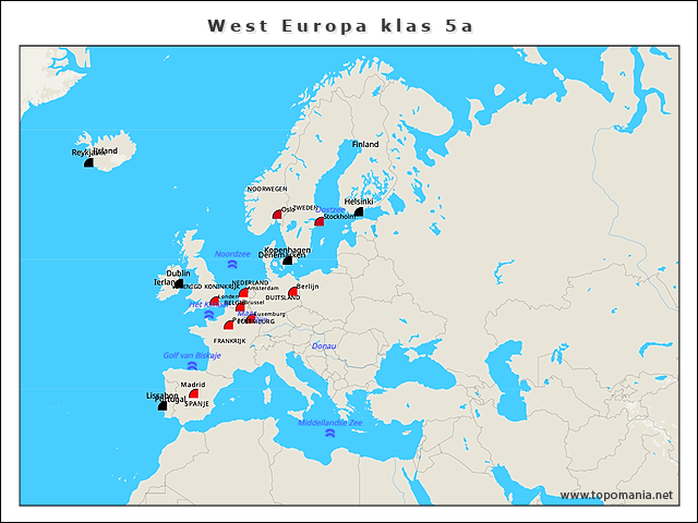 Topografie West Europa klas 5a | www.topomania.net