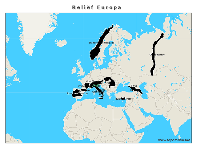Topografie Reliëf Europa | www.topomania.net