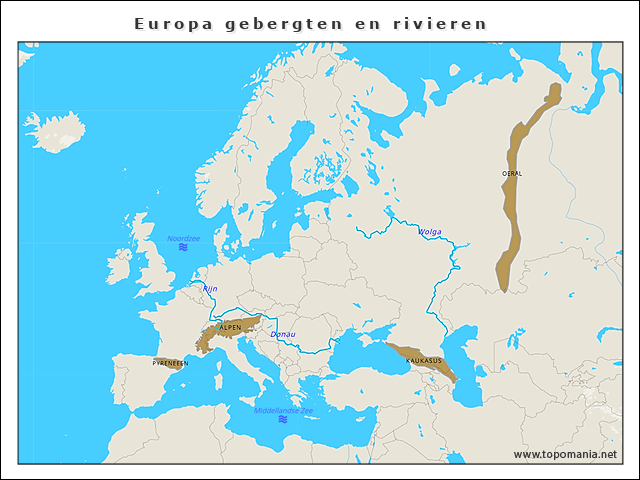Topografie Europa gebergten en rivieren | www.topomania.net