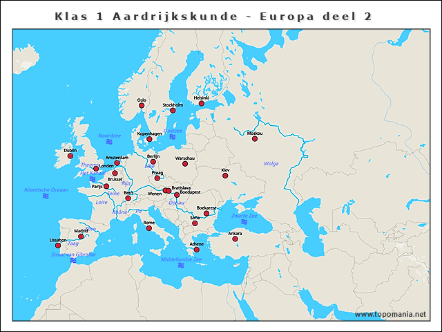 Topografie Klas 1 Aardrijkskunde - Europa deel 2 | www.topomania.net